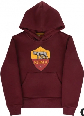 Felpa AS Roma con cappuccio e logo Crest, BAMBINO, Rosso :: PUNTO ROMA AE
